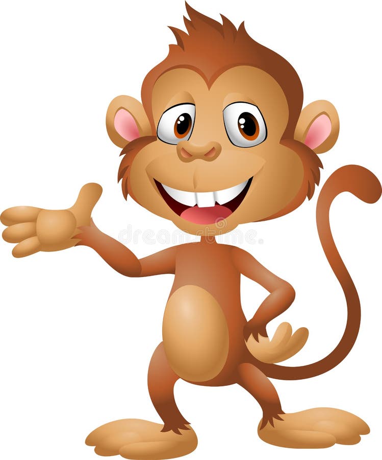Cute Cartoon Monkey Waving Hand Stock Vector - Illustration of cute ...