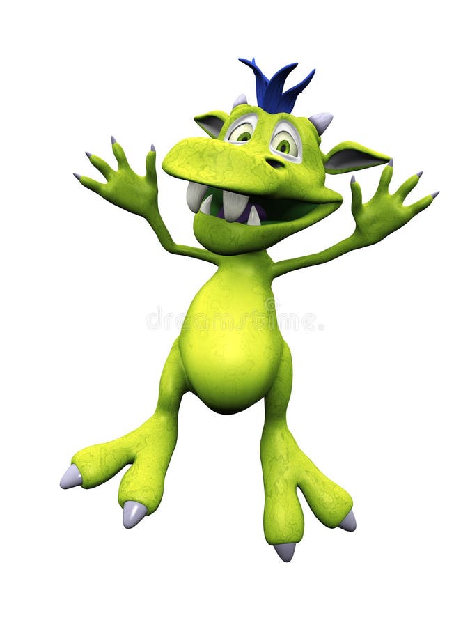 Cute Cartoon Monster Jumping for Joy. Stock Illustration - Illustration ...