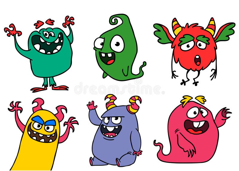 Cute Cartoon Monsters Set Of Cartoon Monsters Goblin Or Troll