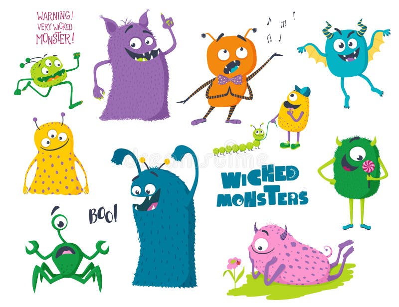 Cute cartoon monsters stock vector. Illustration of eerie - 123822667
