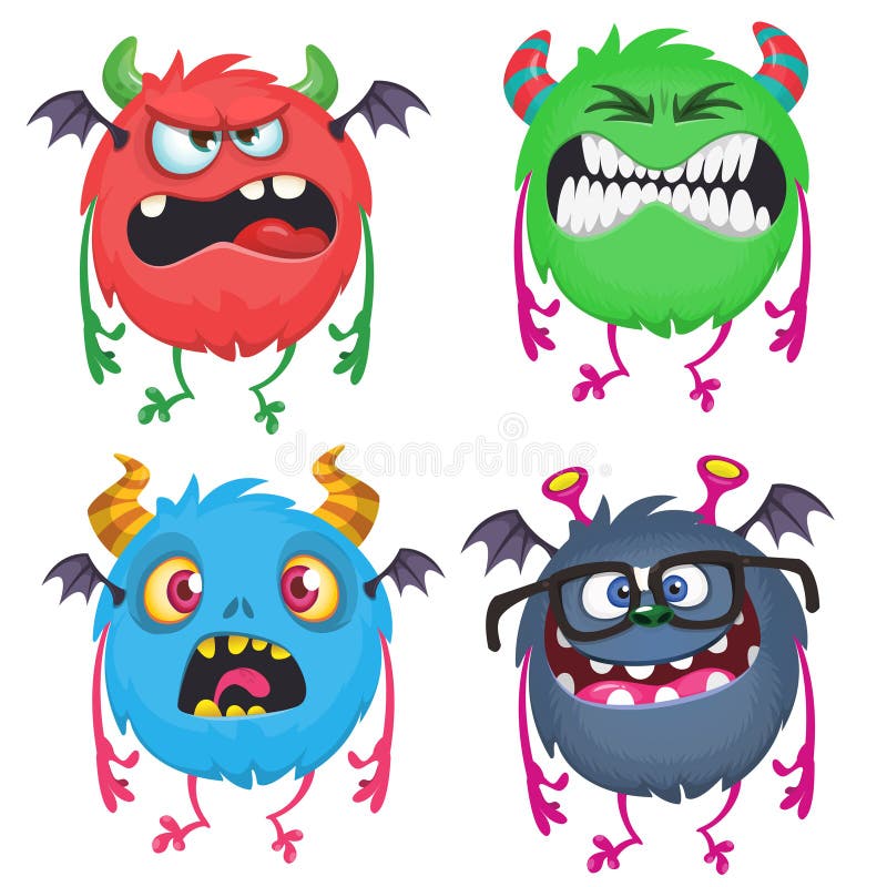 Cute Cartoon Monsters Vector Set Of Cartoon Monsters Ghost Goblin