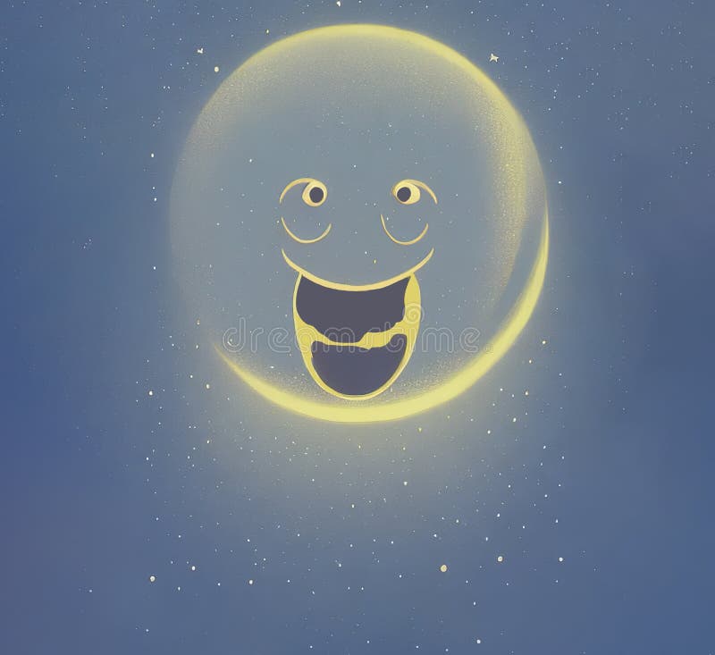 Cute Cartoon Moon in the Night Sky Stock Illustration - Illustration of ...