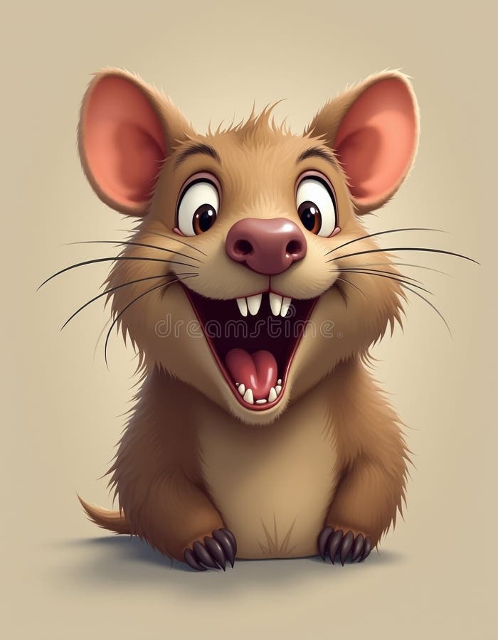 Cute Cartoon Mouse with Big Smile Stock Illustration - Illustration of ...