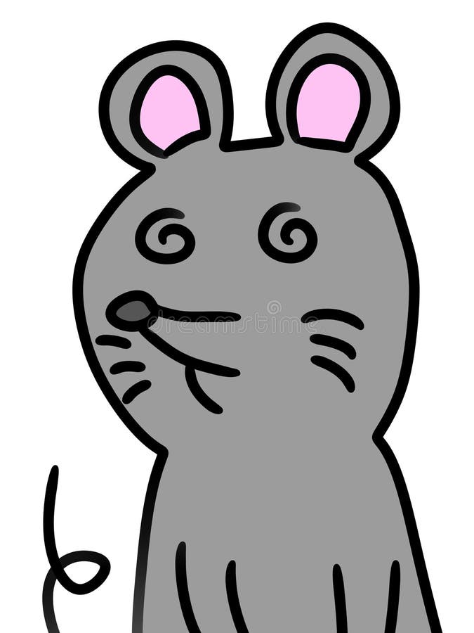Cute Cartoon Mouse with Black Eyes, Illustration Stock Illustration ...