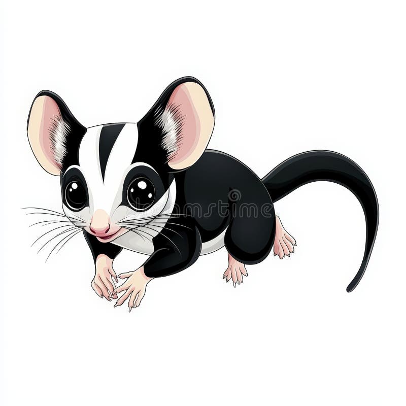 Cute Cartoon Mouse with Black and White Fur Stock Illustration ...