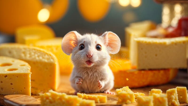 Cute Cartoon Mouse with Cheese Fun Stock Illustration - Illustration of ...