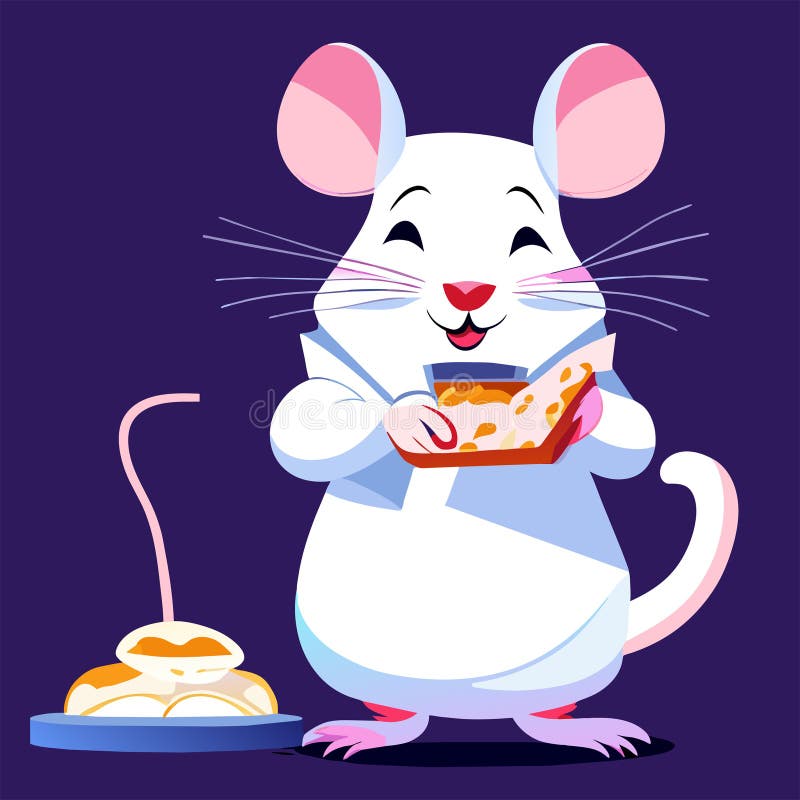 Cute Cartoon Mouse Eating Bread. Vector Illustration in a Flat Style ...