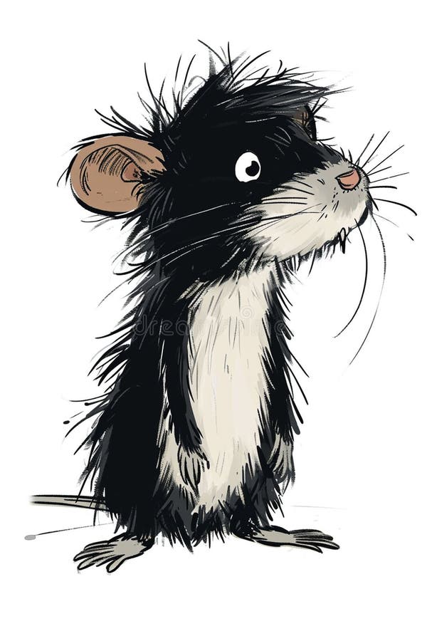 Cute Cartoon Mouse with Fluffy Fur and Expressive Eyes. Stock ...