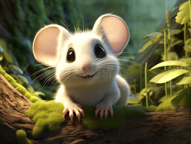 Cute Cartoon Mouse in Forest Stock Illustration - Illustration of happy ...