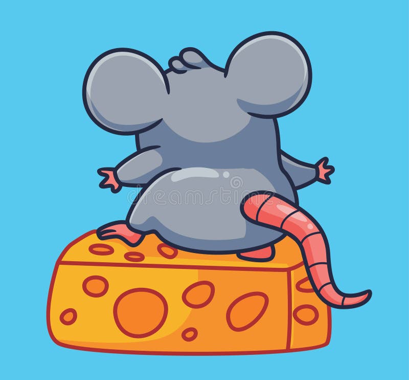 Cute Cartoon Mouse Get a Cheese. Isolated Cartoon Animal Illustration ...