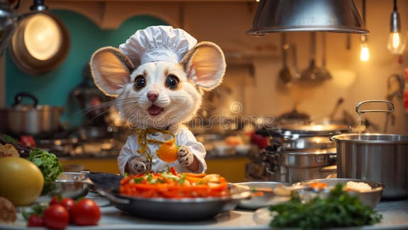 Cute Cartoon Mouse the Kitchen Cook Stock Illustration - Illustration ...