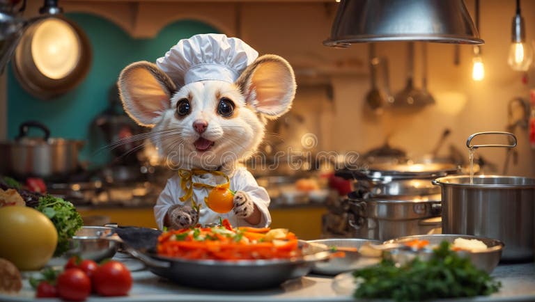 Cute Cartoon Mouse the Kitchen Cook Stock Illustration - Illustration ...