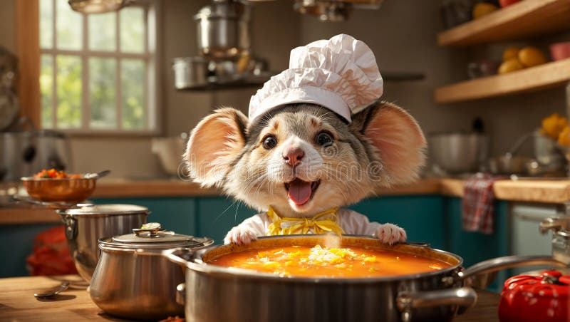 Cute Cartoon Mouse the Kitchen Cook Food Chef Funny Stock Illustration ...
