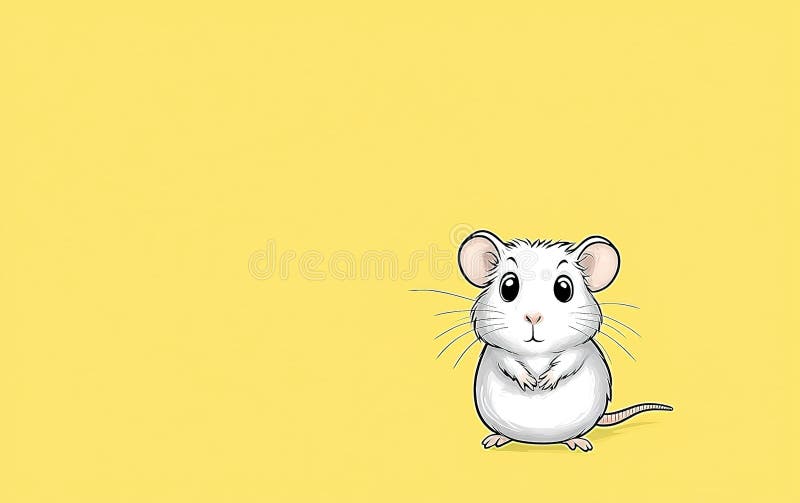 Cute Cartoon Mouse Standing on a Bright Yellow Background, Showcasing ...