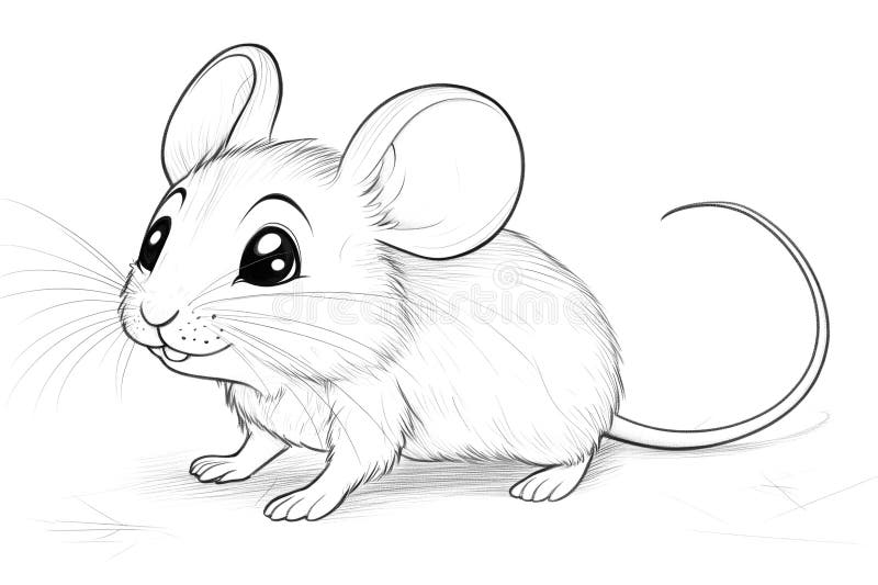 Cute Cartoon Mouse Standing and Smiling. Children S Coloring Page Stock ...