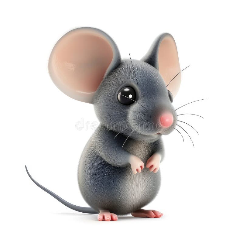 Adorable 3D Rendered Baby Mouse, Sitting on White Background Stock ...