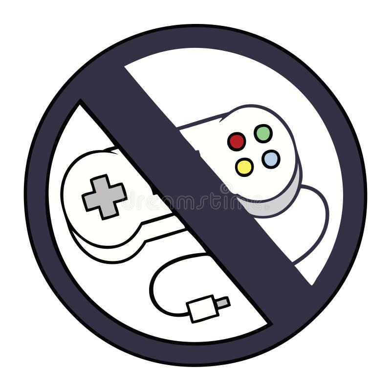 Cute Cartoon No Gaming Sign Stock Vector - Illustration of console ...