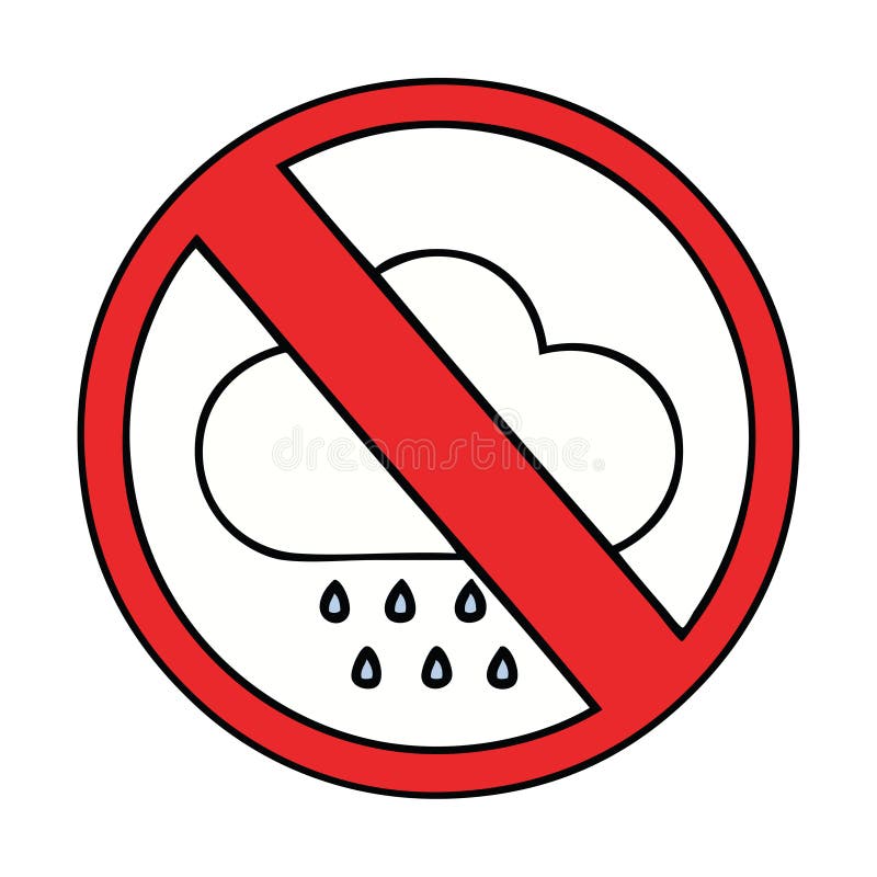 Cartoon No Rain Allowed Weather Climate Environment Sign Symbol Cute ...