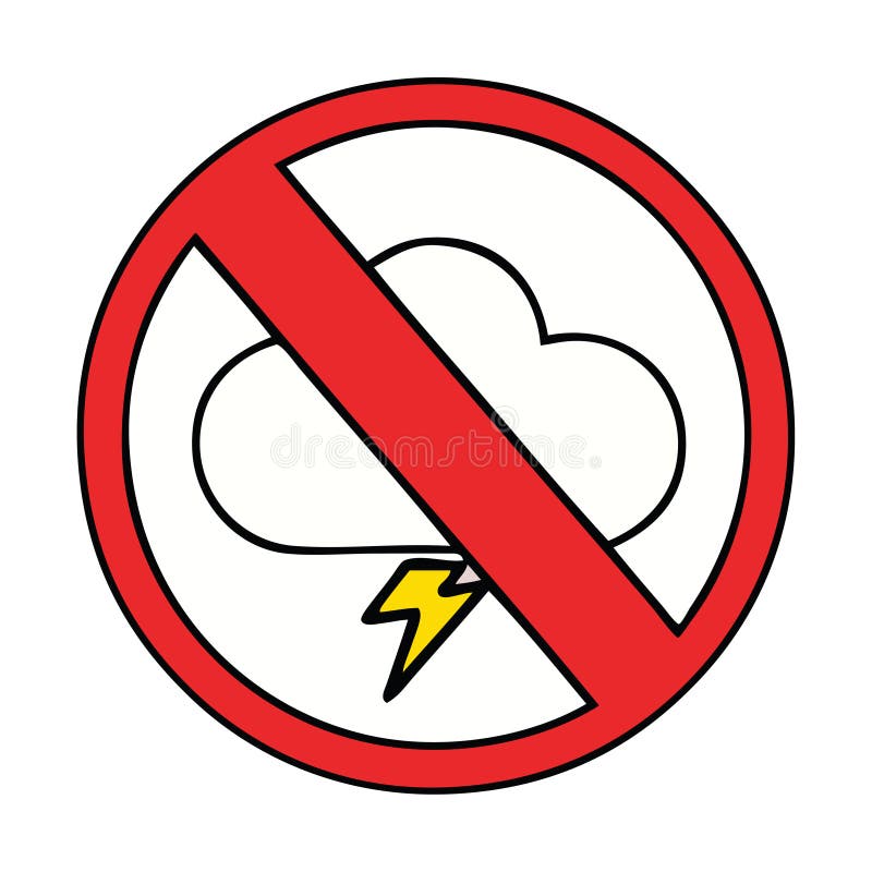 Cute Cartoon No Storms Allowed Sign Stock Vector - Illustration of ...