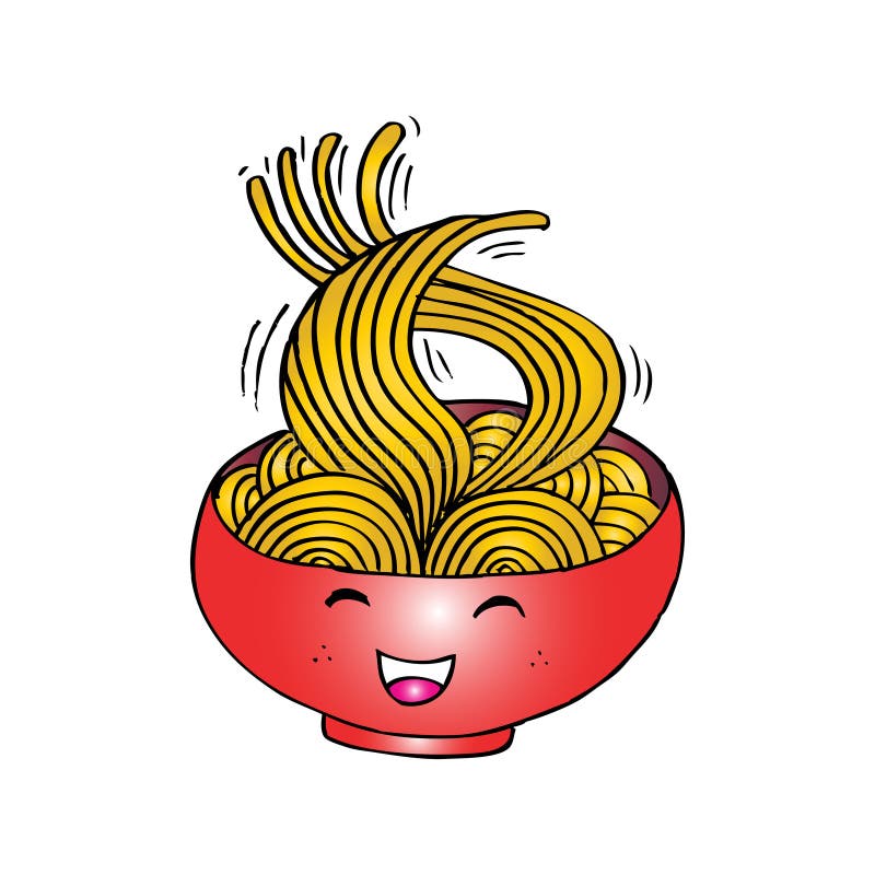 Cute cartoon noodle stock illustration. Illustration of spaghetti ...