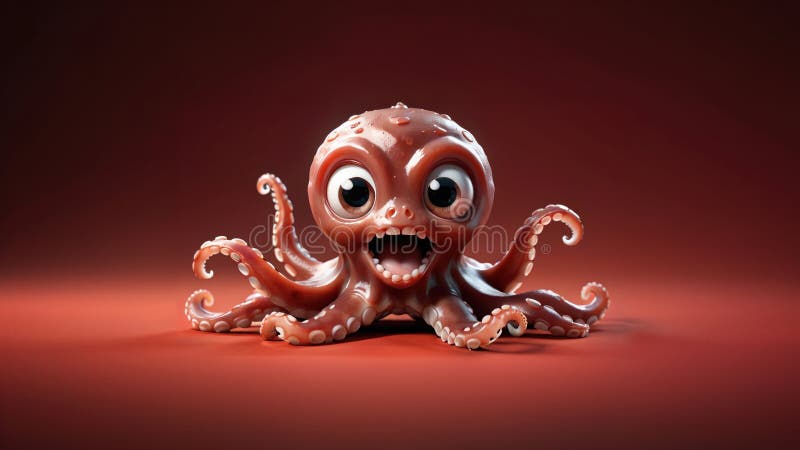 Cute Cartoon Octopus with Big Eyes. Stock Illustration - Illustration ...