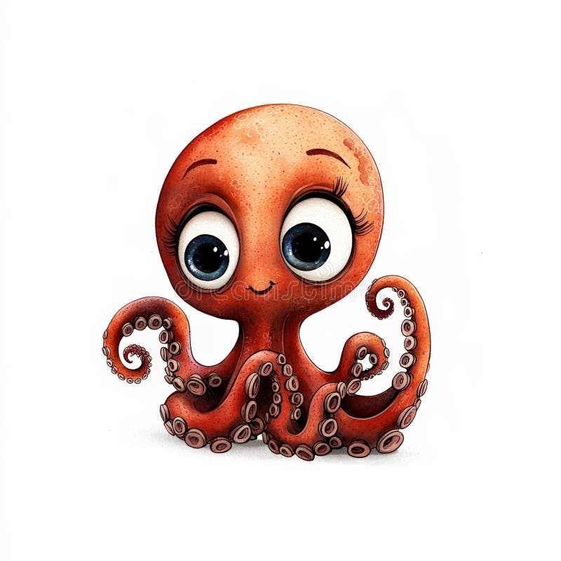 Cute Cartoon Octopus White Isolate Background Stock Illustration ...