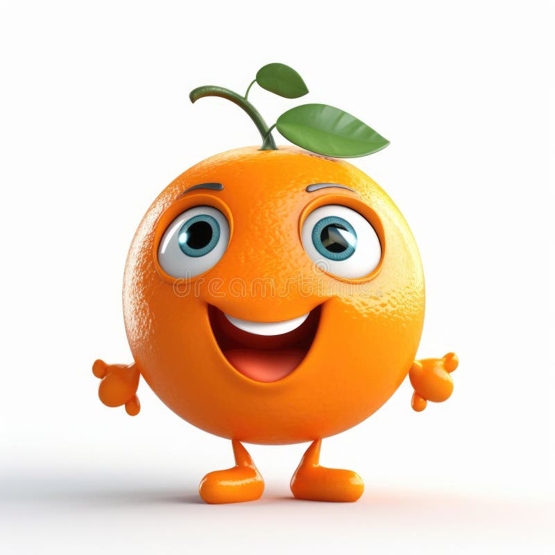 Cute Cartoon Orange Character, Animated with a Face Stock Illustration ...