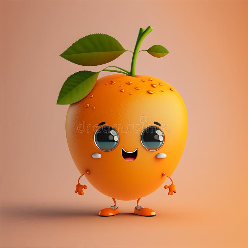 Cute Cartoon Orange Character, Generative AI Stock Illustration ...
