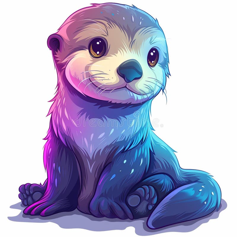 Cute Cartoon Otter with a Colorful Gradient Design. Stock Illustration ...