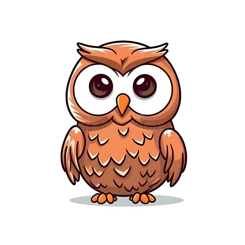 Cute Cartoon Owl with Big Eyes and a Playful Expression. Stock ...