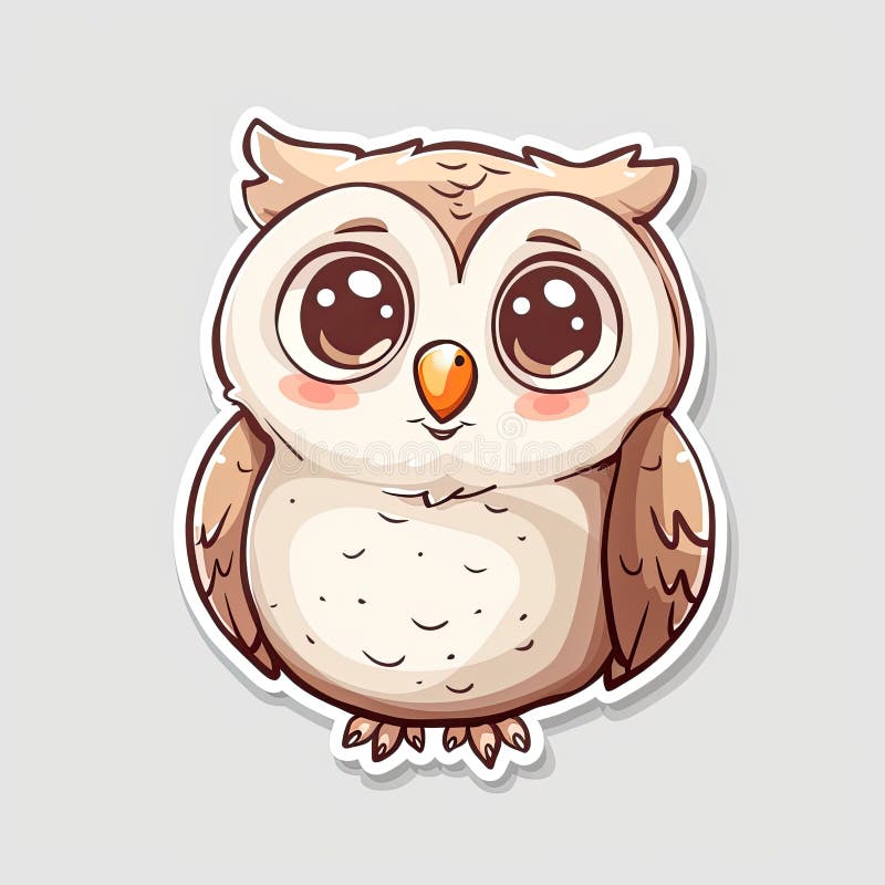 Cute Cartoon Owl Sticker with Big Eyes and Blush Generated with AI ...