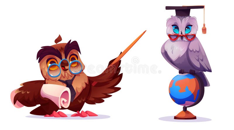 Wallpaper Owl Teacher Cartoon Teaching Owl Stock Illustrations
