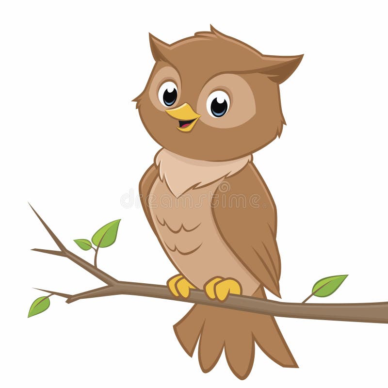 Cute Cartoon Owl stock vector. Illustration of perching - 76162568