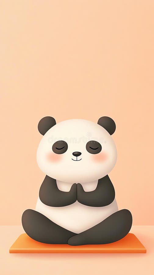 A Cute Cartoon Panda Meditating in a Peaceful Pose Stock Illustration ...