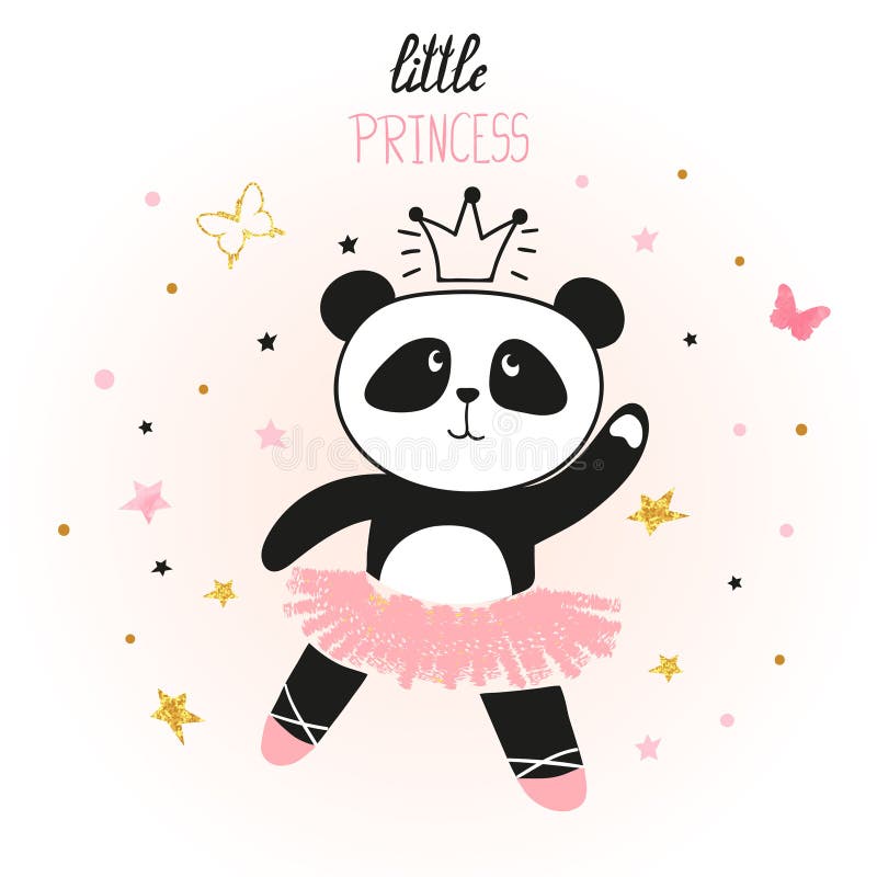 Cute Cartoon Panda Princess. Vector Illustration for Kids Stock Vector ...