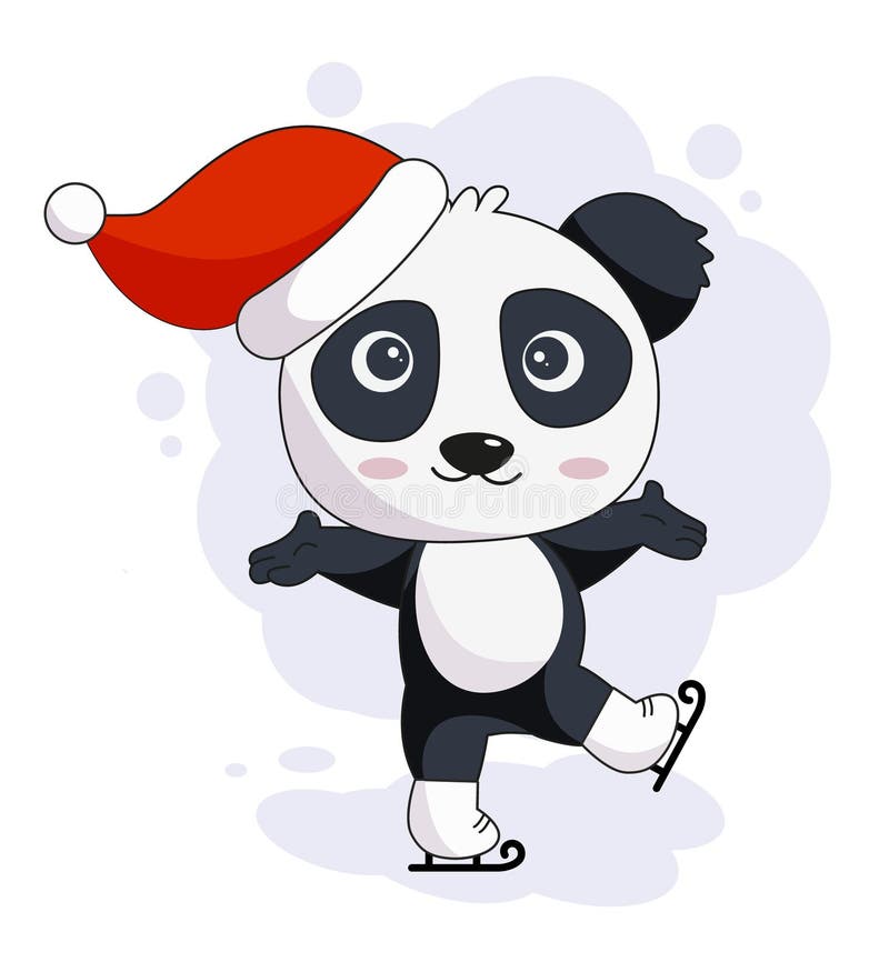Cute Cartoon Panda Skating Vector Illustration Stock Vector ...