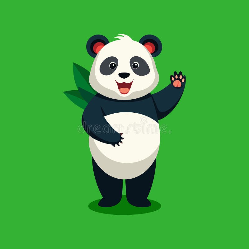 Cute Cartoon Panda Waving Hello Stock Vector - Illustration of joyful ...