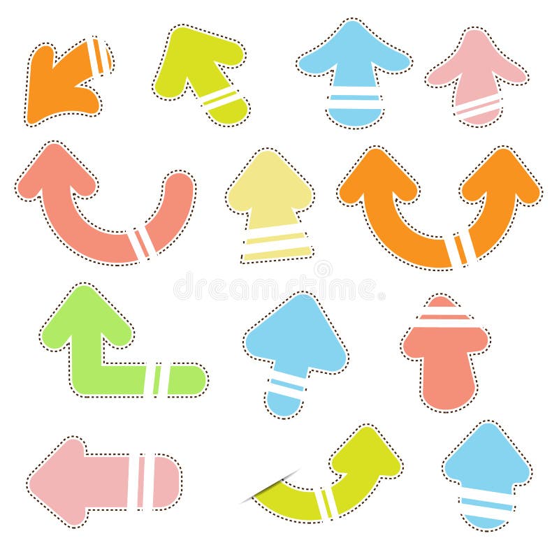 Cute Cartoon Paper Arrow Sticker with Shadow Stock Illustration ...