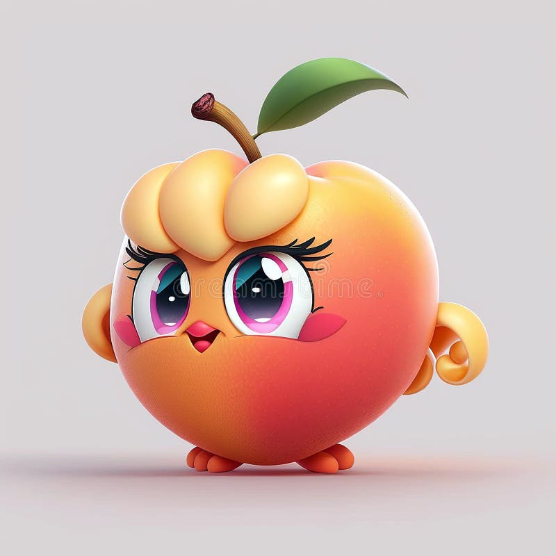 Cute Cartoon Peach Character Using Generative AI Stock Illustration ...