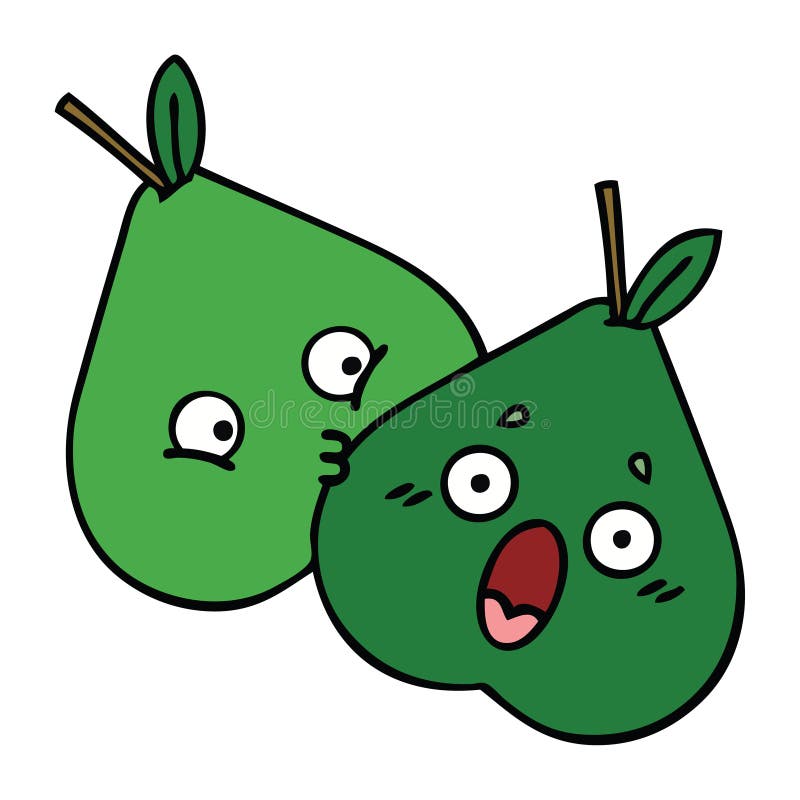 Cute cartoon of a pears stock vector. Illustration of food - 146119797