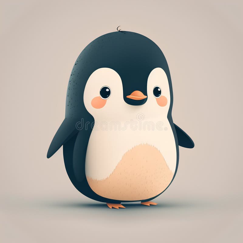 Cute Cartoon Penguin Isolated on Light Background. Vector Illustration ...