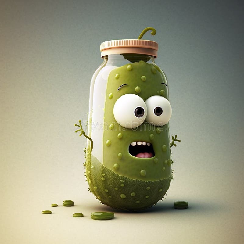 Cute Cartoon Pickle Character Using Generative AI Stock Illustration ...