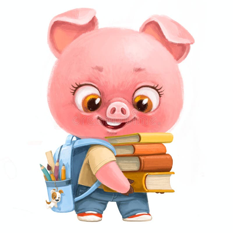 Piglet Student Cartoon Coloring Page Stock Vector - Illustration of ...