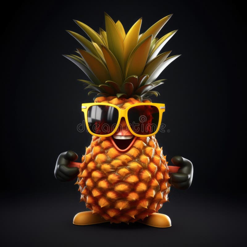 Cute Cartoon Pineapple Character, Animated with a Face Stock ...