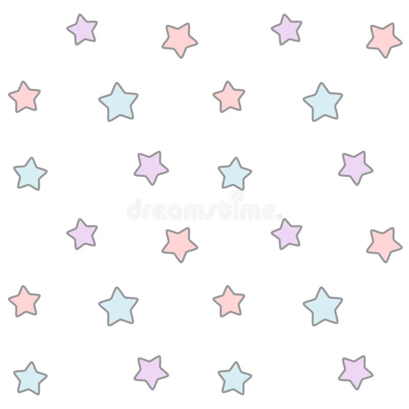 Cute Pink Stars Seamless Pattern. Character Star Shapes Elements ...