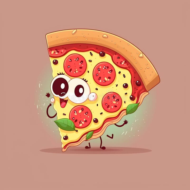 Cute Cartoon Pizza Character Stock Image - Image of piece, face: 268858697