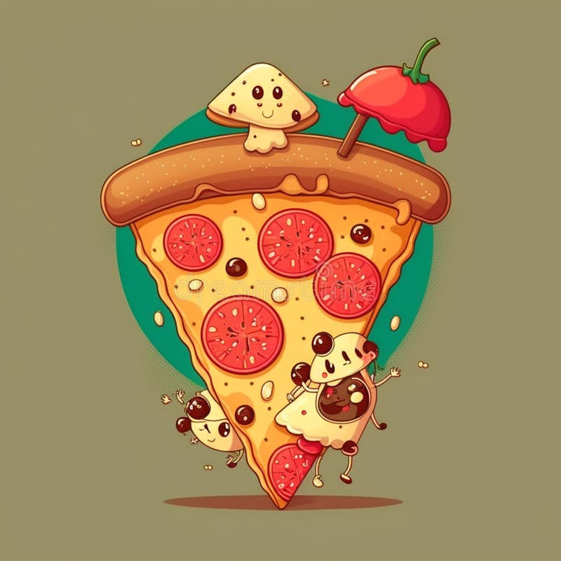 Cute Cartoon Pizza Character Stock Photo - Image of cartoon, generative ...