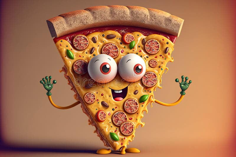 Cute Cartoon Pizza Character, Generative AI Stock Illustration ...