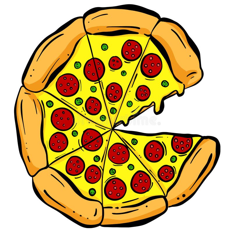 Cute Cartoon Pizza Slice Character with Cheesy Toppings in Vector ...