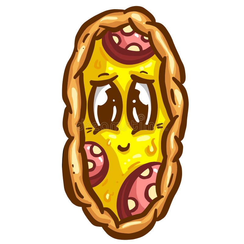Cute Cartoon Pizza Slice Character with Cheesy Toppings in Vector ...